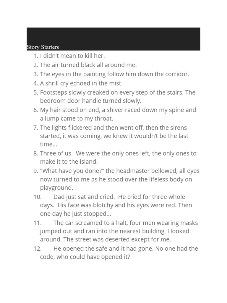 Story Starters | PDF | Poetry