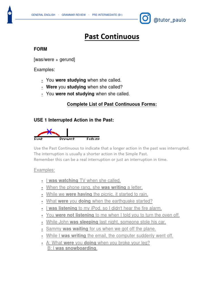 Past Continuous - B1 | PDF | Language Arts & Discipline