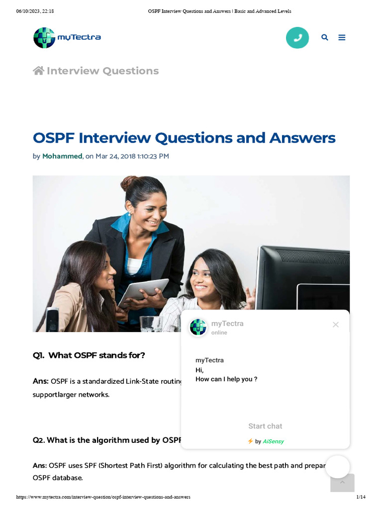 OSPF Interview Questions and Answers - Basic and Advanced Levels | PDF OSPF Interview Questions and Answers - Basic and Advanced Levels | PDF