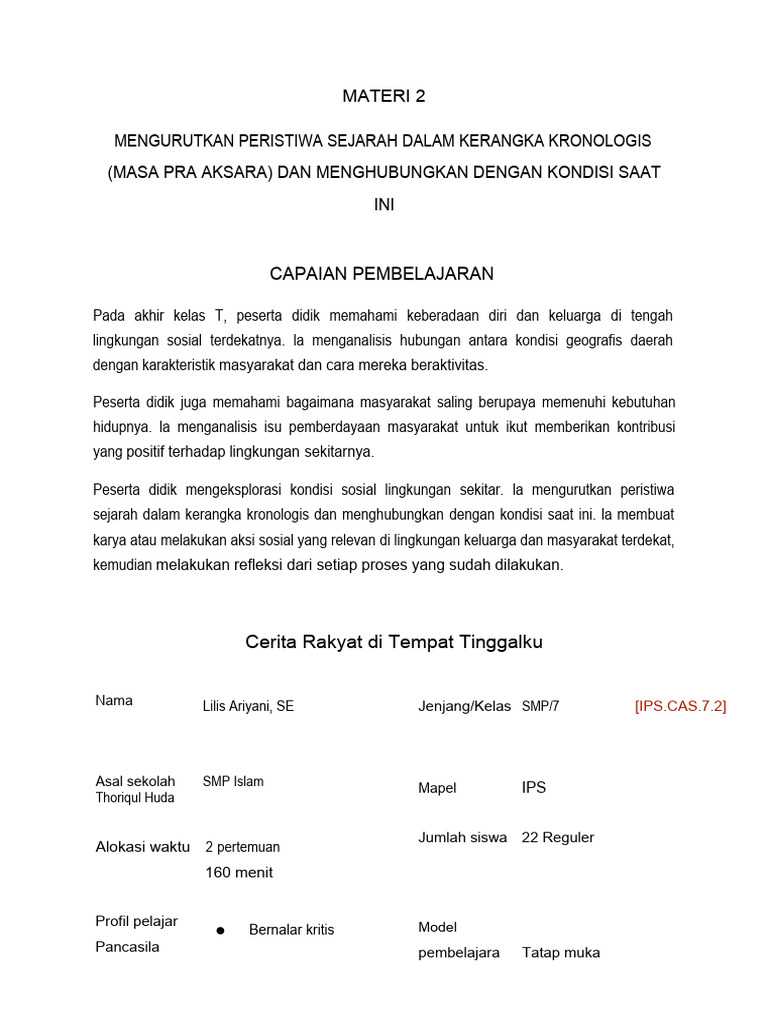 Fase D - TP 2.1 Mikrohistori, Sejarah Lokal, Tradisi Lisan | PDF