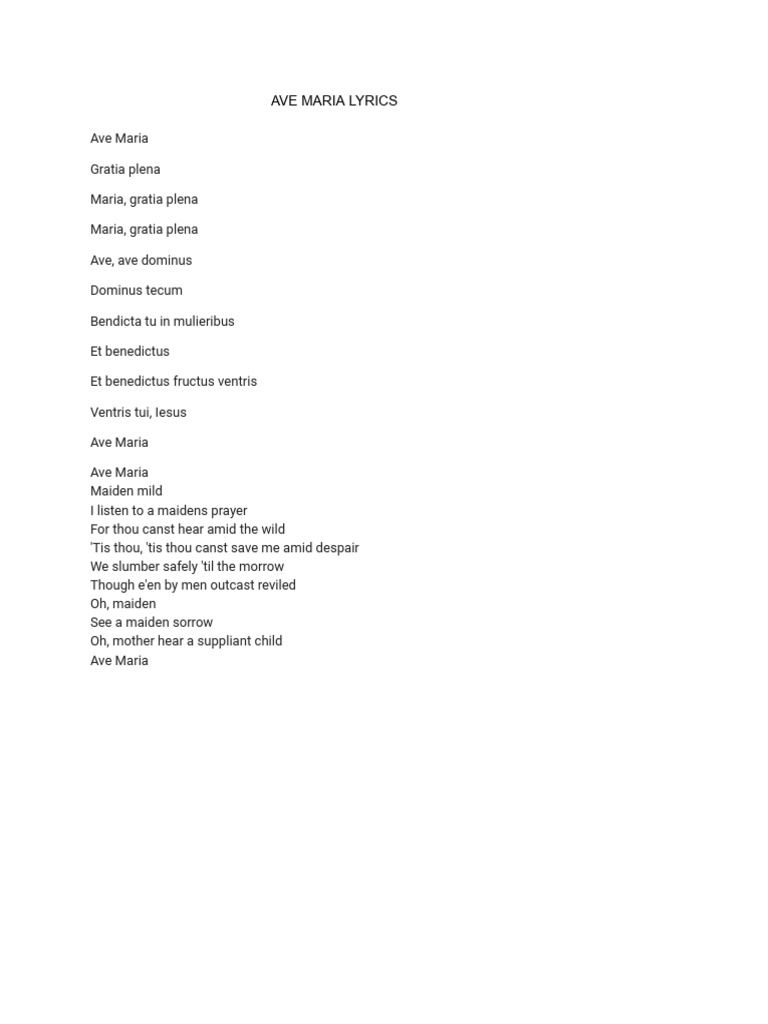 Ave Maria Lyrics | PDF