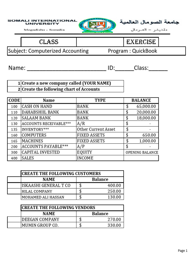 Quickbook Final Exercise | PDF