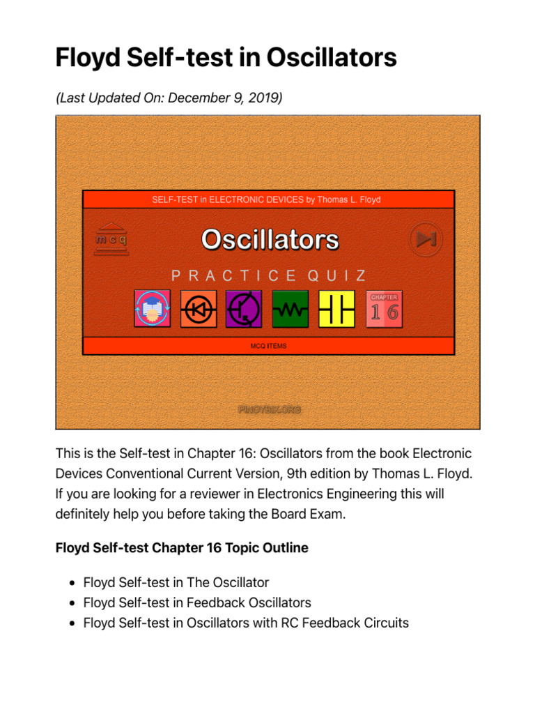 Floyd Self Test In Oscillators Pinoybix Engineering Pdf
