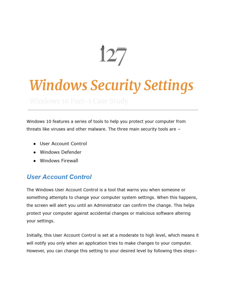 Windows Security Settings | PDF