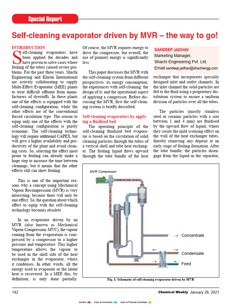 Self Cleaning Evaporator Driven by MVR - The Way To Go - Shachi - 2021 ...