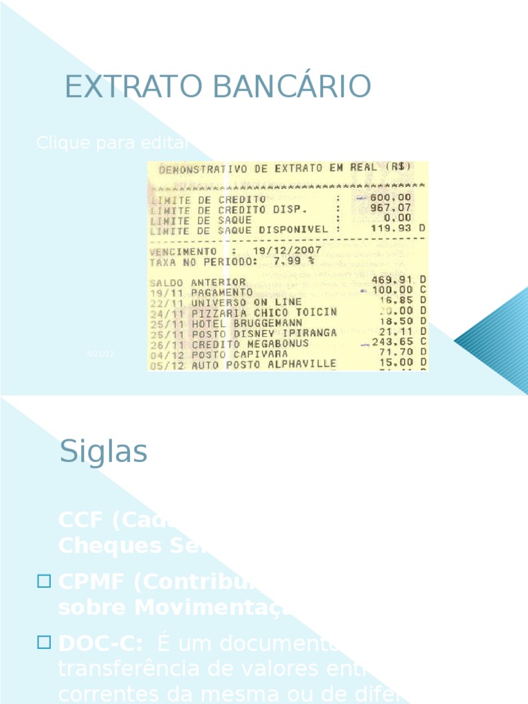 Entendendo o Extrato Bancário | PDF | Bancos | Serviço financeiro e de ...