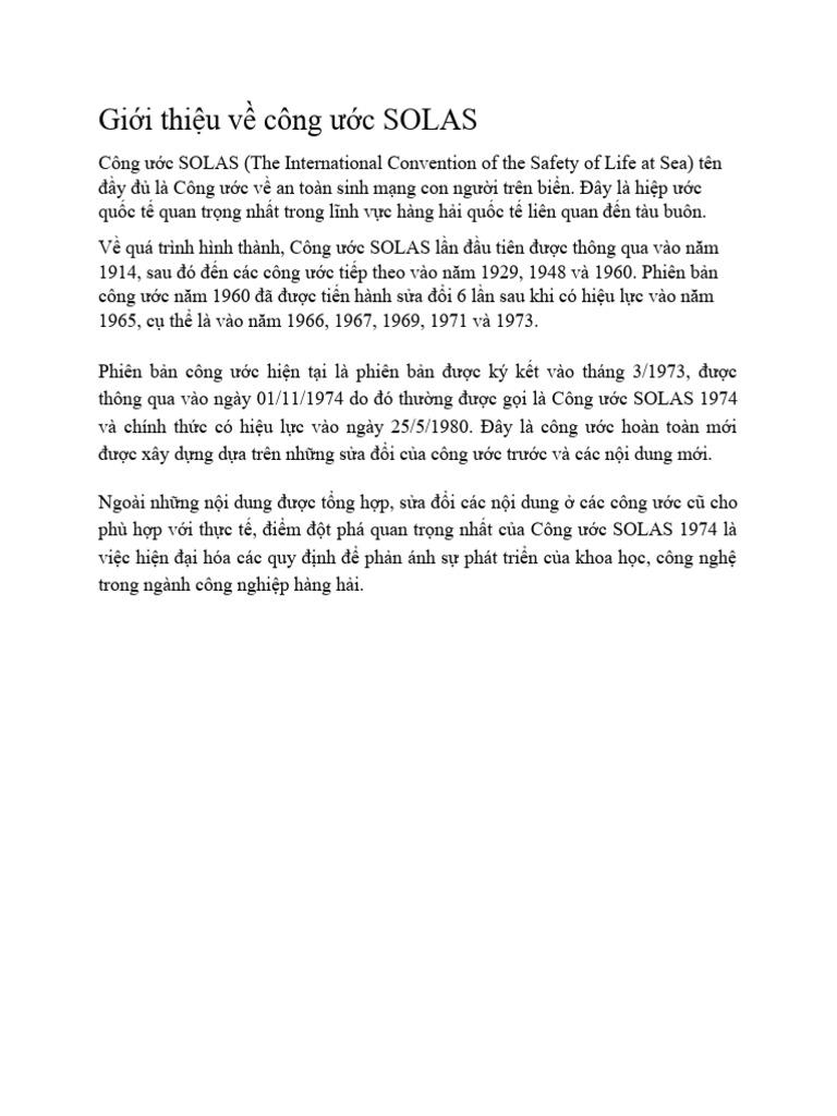 Giới thiệu về công ước SOLAS | PDF