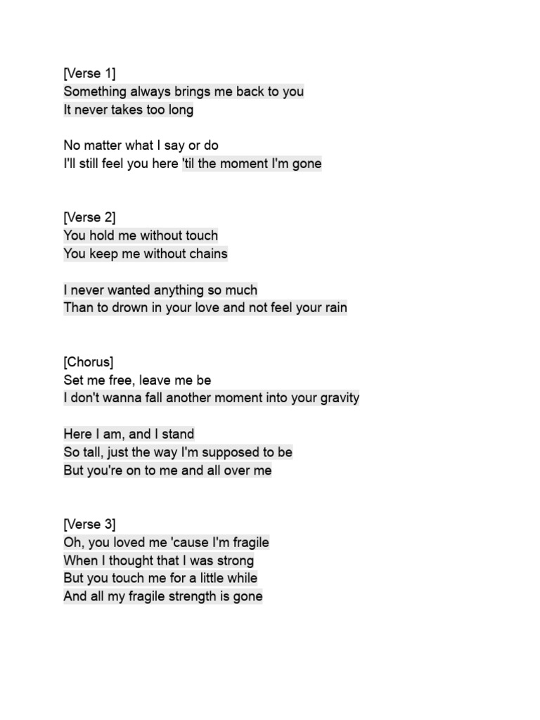 Gravity Lyrics | PDF | Song Structure | Songs