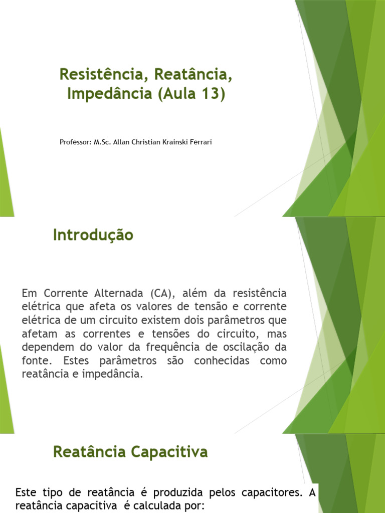 Conceitos de Reatância e Impedância | PDF | Métodos e Materiais de ...
