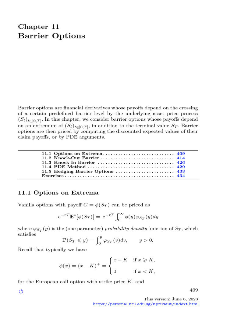 Pricing Barrier Options Explained | PDF