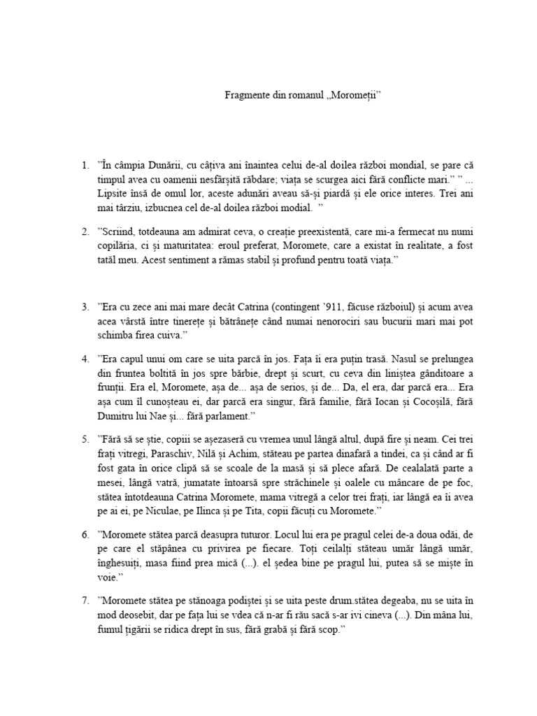 Citate Din Romanul Morometii | PDF