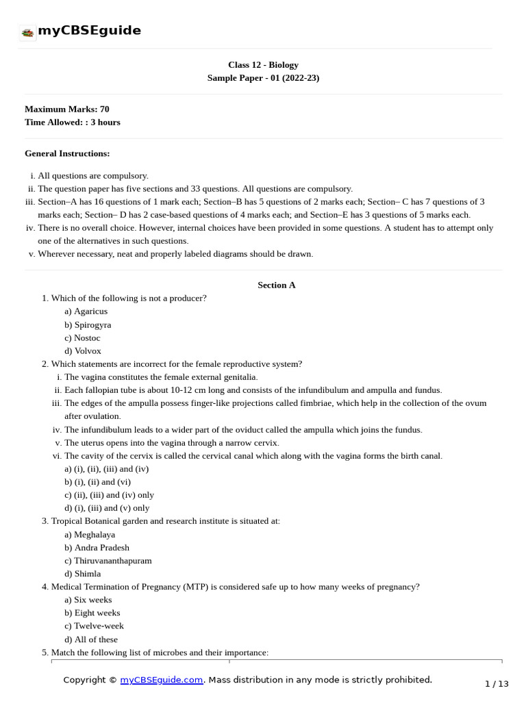 12 Biology sp0 | PDF | Science & Mathematics