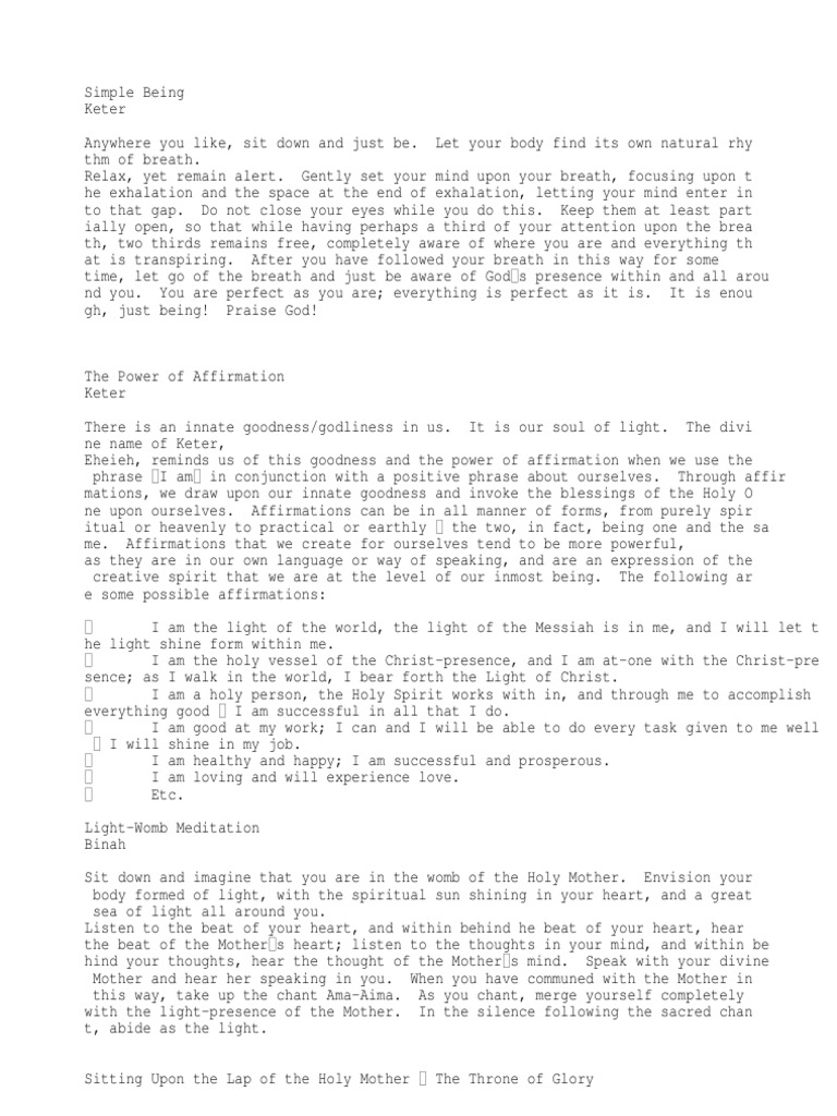 Tree of Life Exercises | PDF | Prayer | Creator Deity