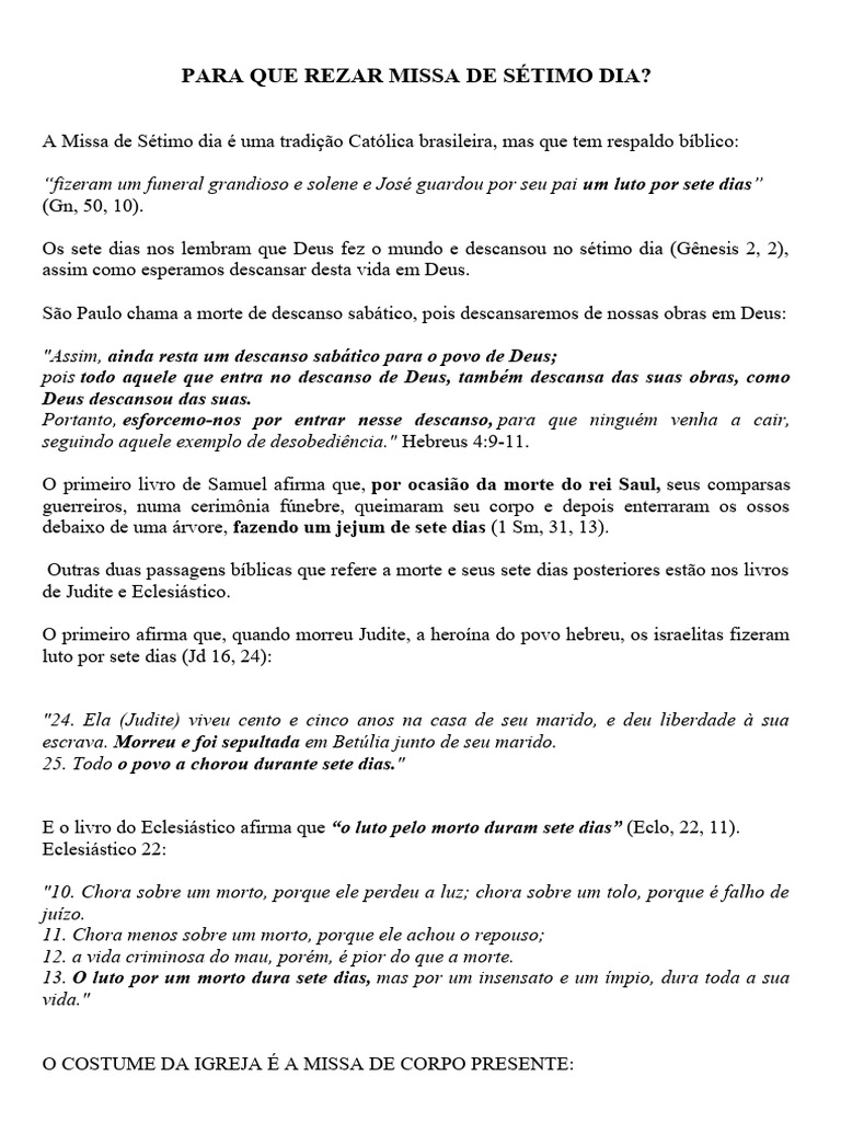 Para Que Rezar Missa de Sétimo Dia | PDF | Abraão | Missa (liturgia)