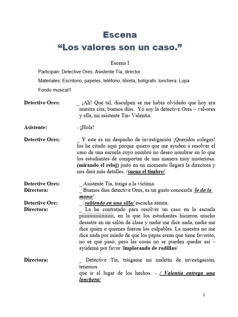"Los Valores Son un Caso: Obra Teatral" | PDF | Artes del Lenguaje y ...