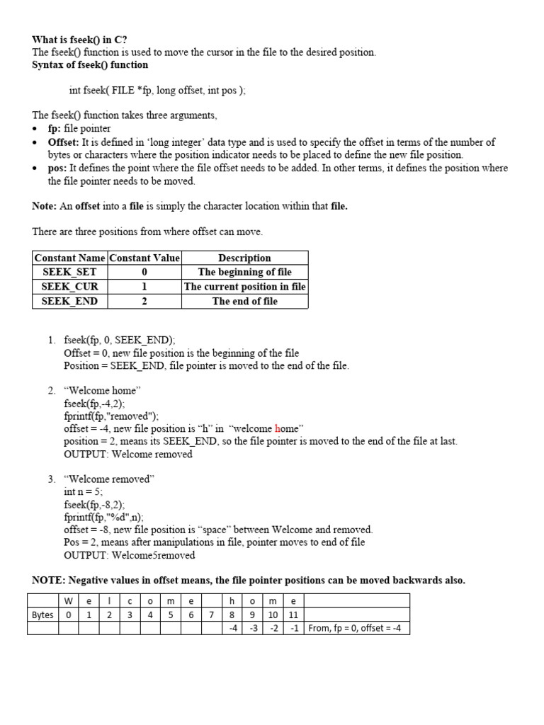 Fseek in C | PDF