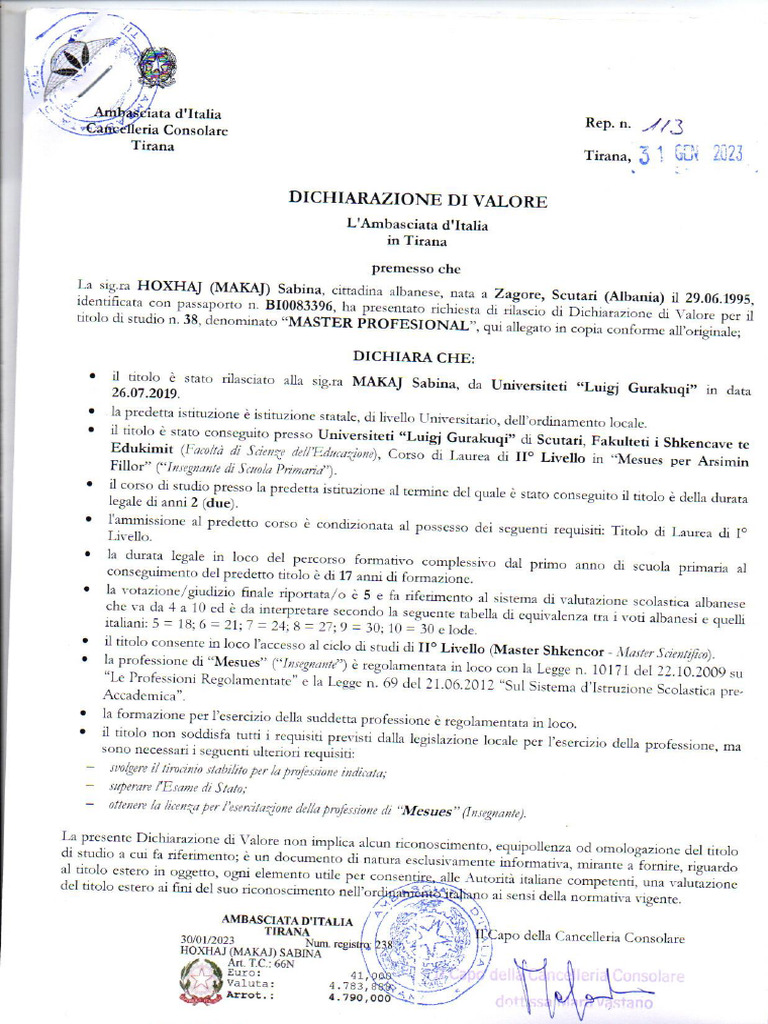 Dichiarazione Di Valore 3 | PDF