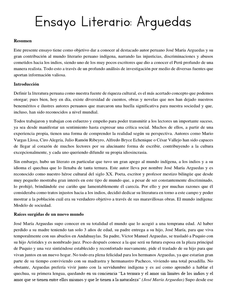 Ensayo José María Arguedas | PDF