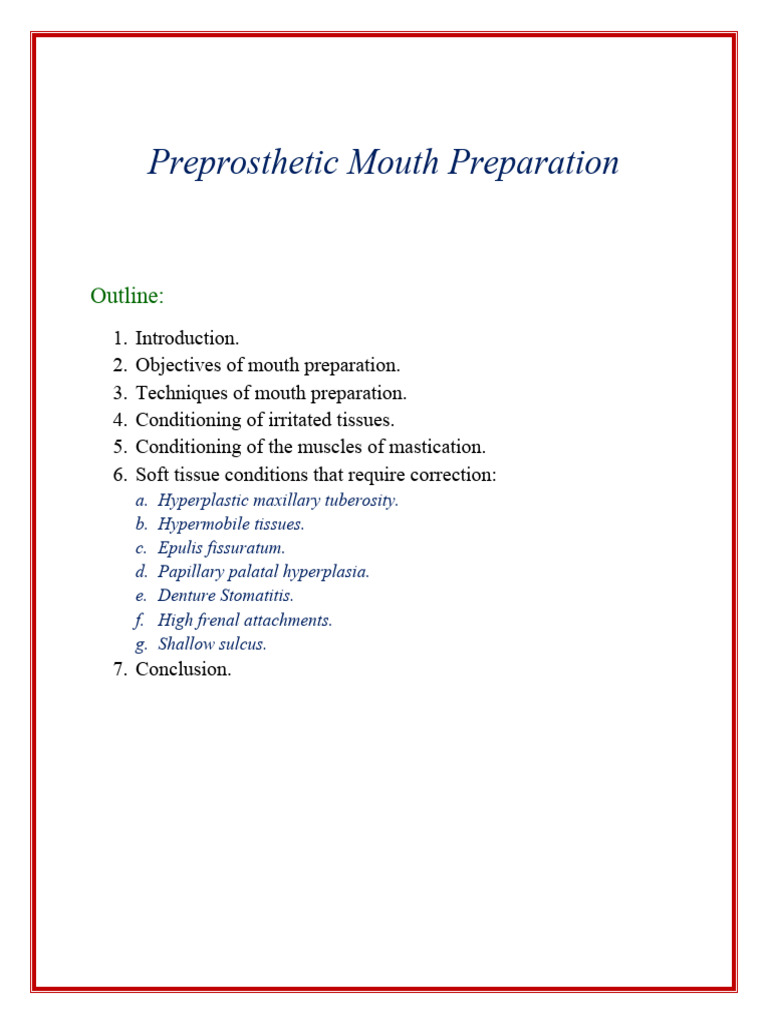 Mouth Preparation | PDF