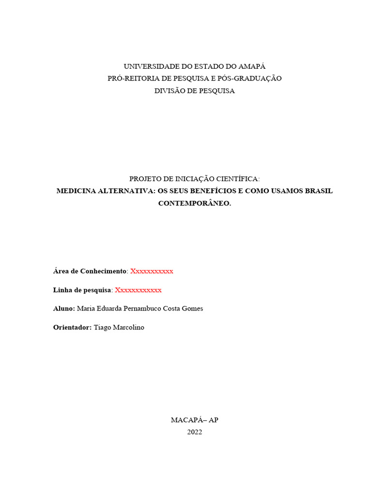 Modelo Projeto IC | PDF | Cannabis (droga) | Especialidades médicas