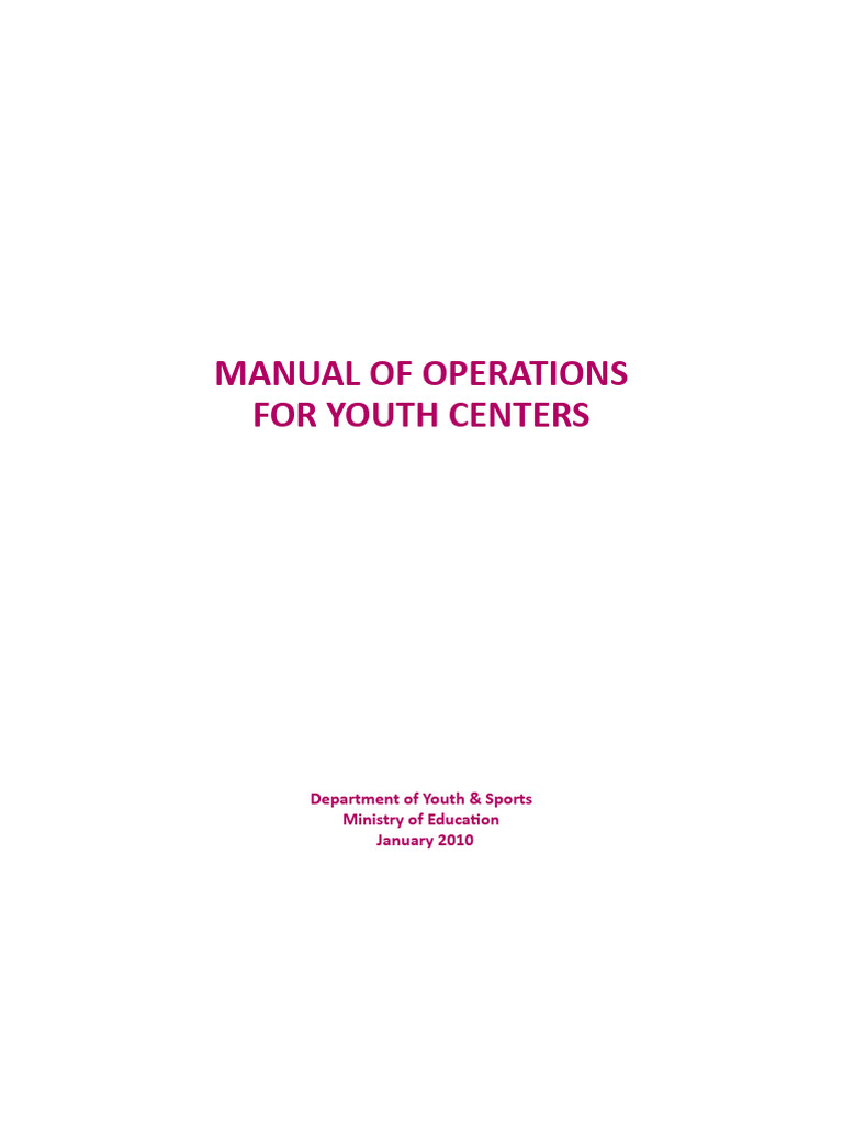 Manual of Operations For Youth Centers | Download Free PDF | Youth ...