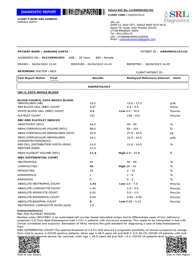 Reports | PDF | Hematology | Medical Specialties