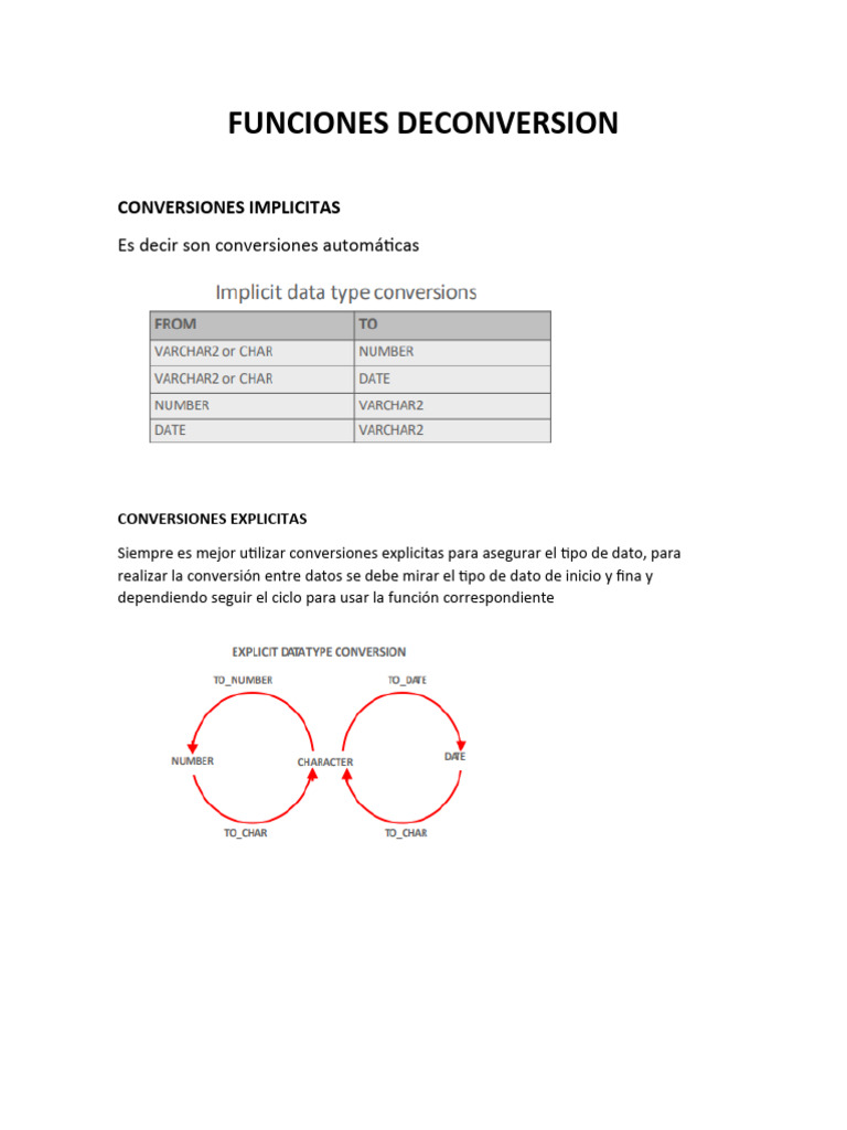 Funciones de Conversion | PDF