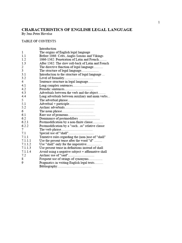 English Legal Language Features | PDF