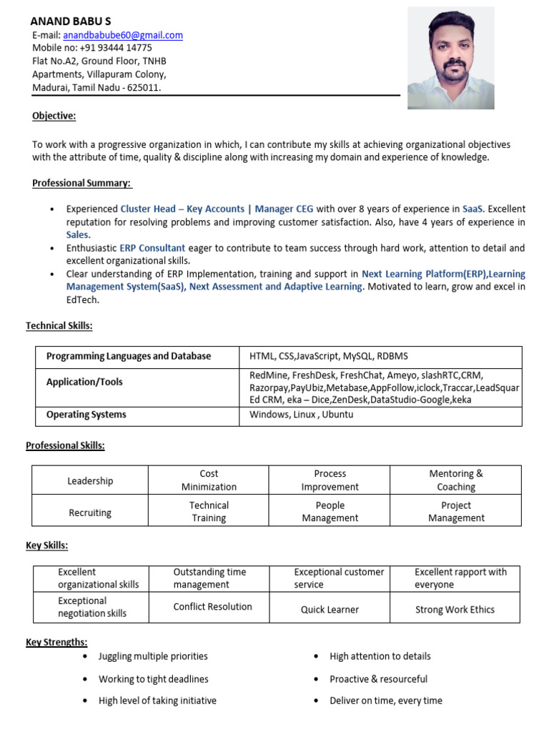 Resume Anand Babu-1 | PDF