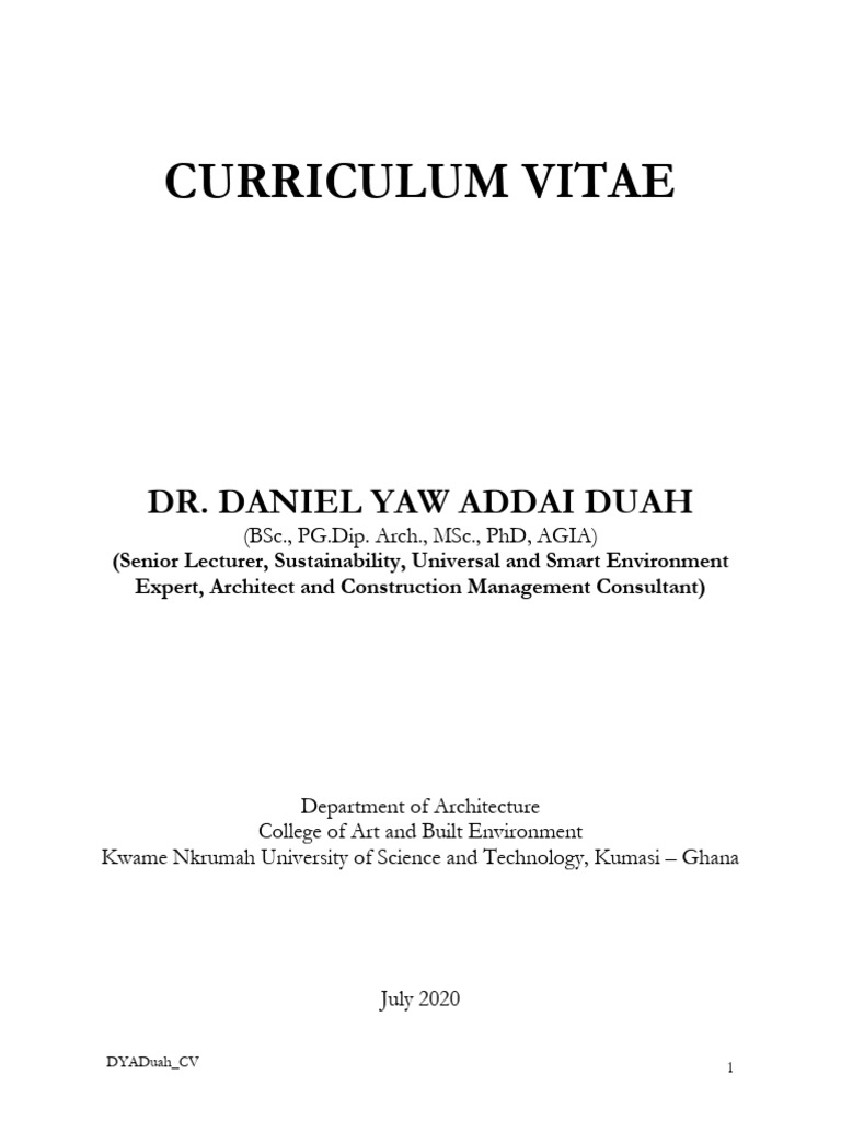 Curriculum Vitae: Dr. Daniel Yaw Addai Duah | PDF | Ghana | Doctor Of ...