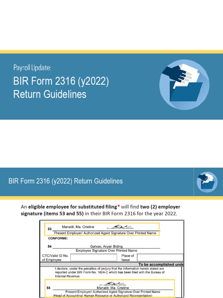 Payroll Update - BIR Form 2316 (Y2022) Return Guidelines | PDF