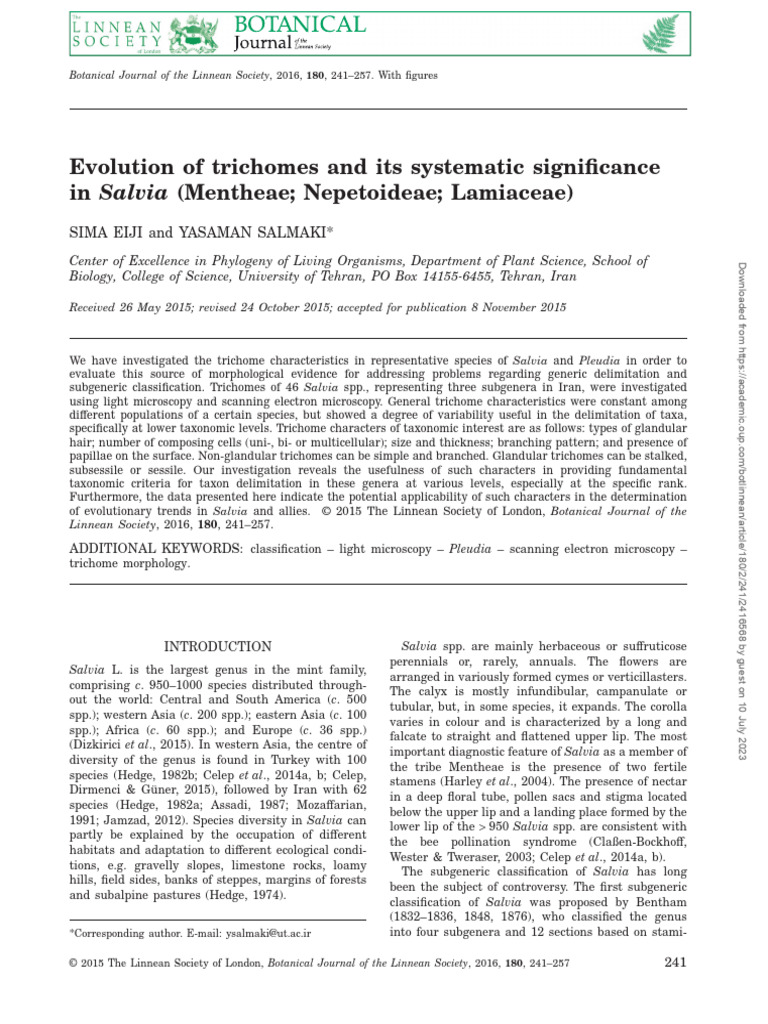 Trichome Evolution | PDF