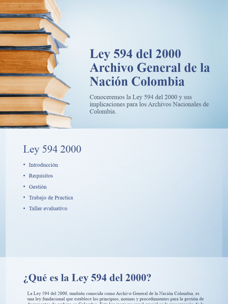 Ley 594 Del 2000 Archivo General de La | PDF