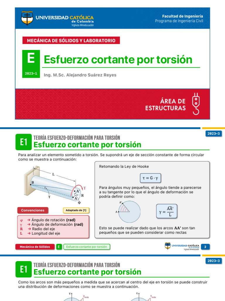 E - Esfuerzo Cortante Por Torsión MECSOL (2023-3) | PDF | Resistencia de materiales ...