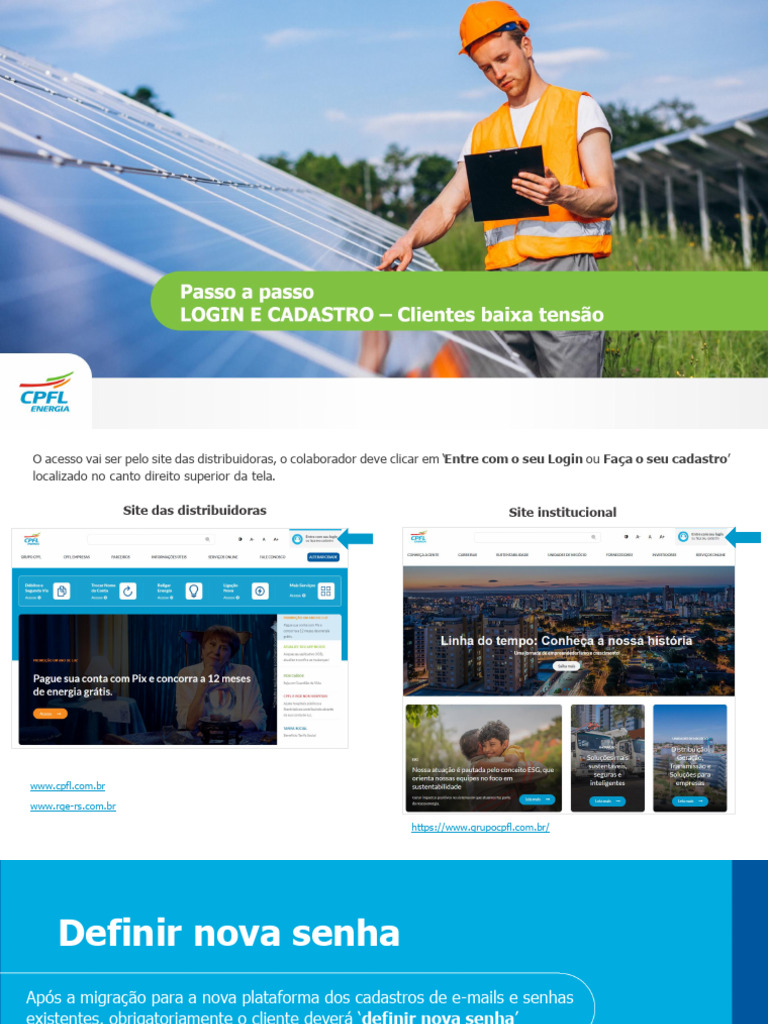Passo A Passo Login e Cadastro - Cliente Baixa Tensão - Reset de Senha | PDF