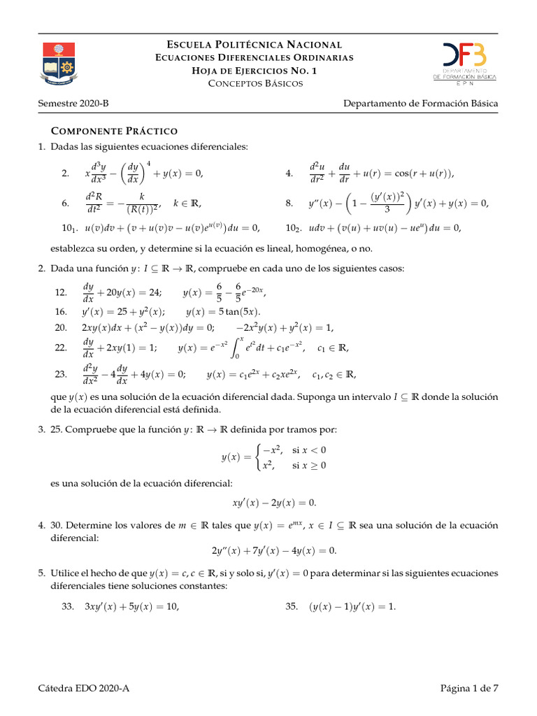 Ejercicios Resueltos EDO 2020B EPN | PDF