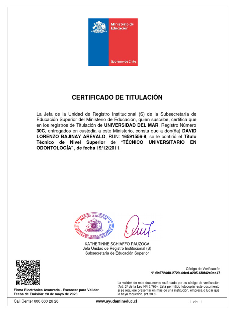 Certificado de Estudios U Del Mar | PDF