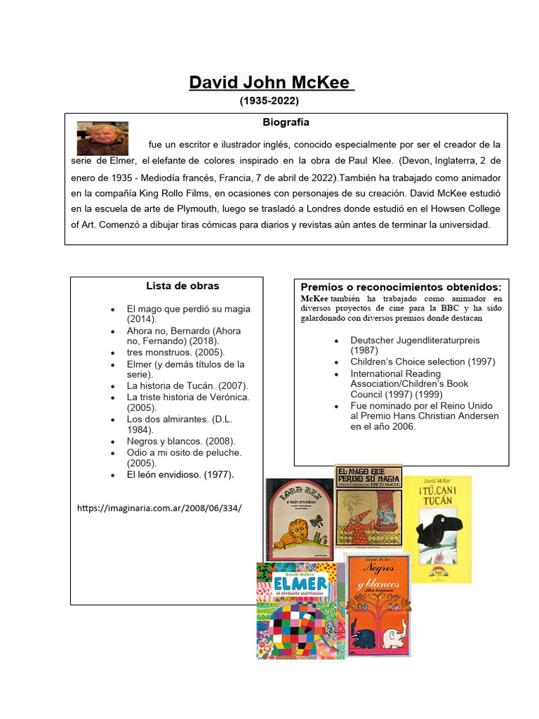 Biografía de David McKee, creador de Elmer | PDF | Arte