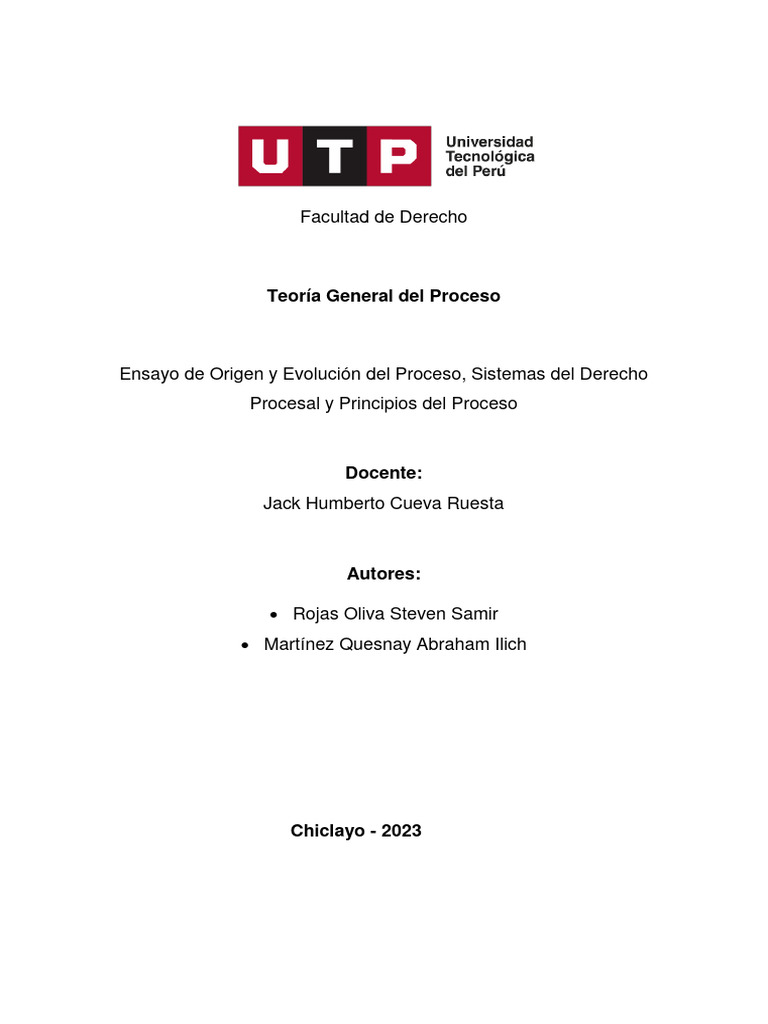 Ensayo TEORIA GENERAL DEL PROCESO | PDF
