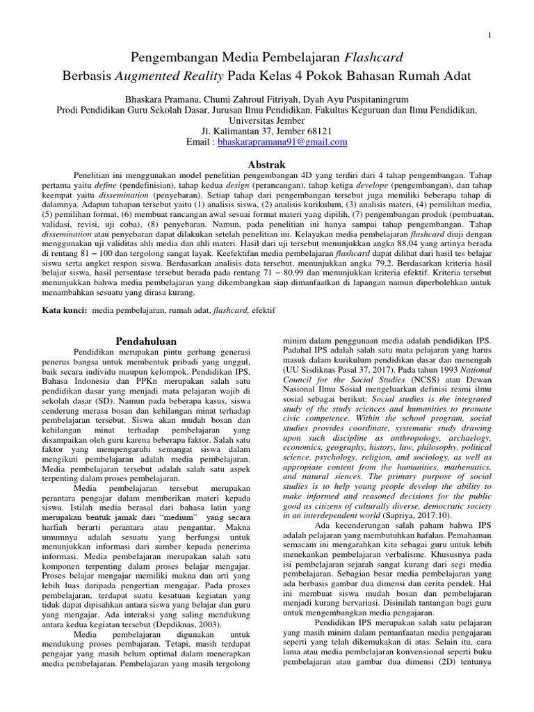 Pengembangan Media Pembelajaran Berbasis Augmented Reality (Ar) | PDF