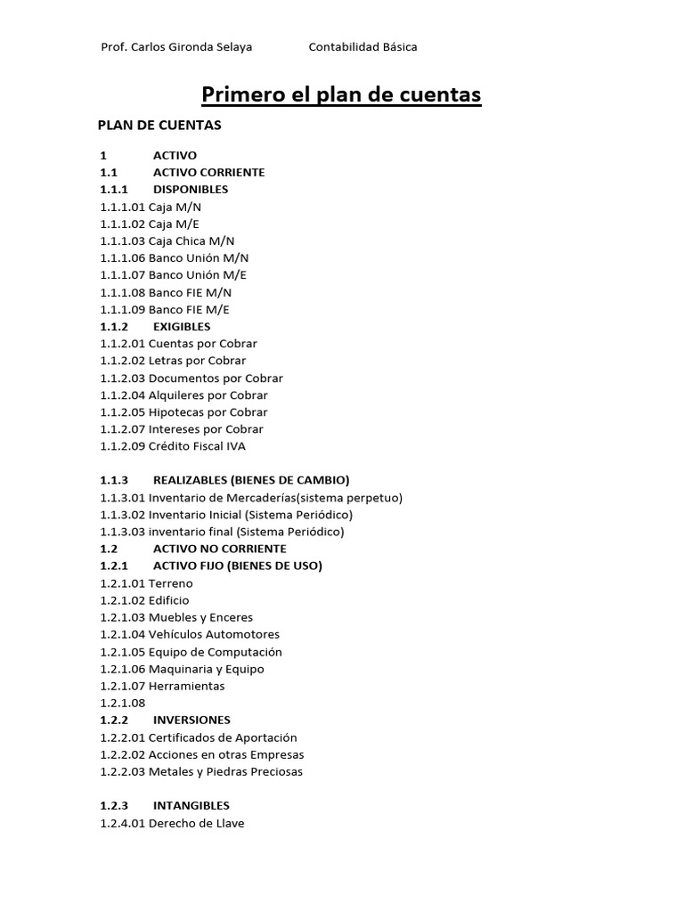 Plan de CUENTAS 4TO A 2023 | PDF | Contabilidad | Bancos
