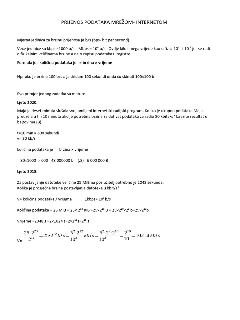 Prijenos Podataka Mrežom | PDF