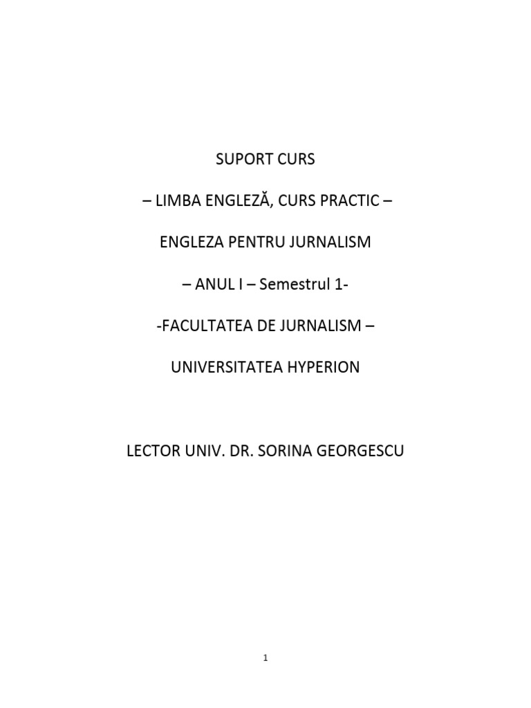 Suport-Curs AnI SemI 2022 | PDF | Newspapers | News