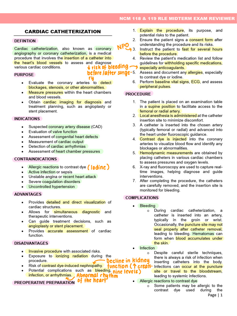 A5. NCM 118 & 119 Rle Midterm Reviewer | PDF