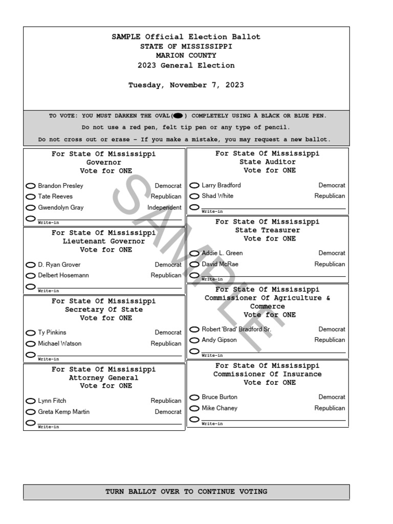 Marion County 2023 Election Sample Ballot | PDF