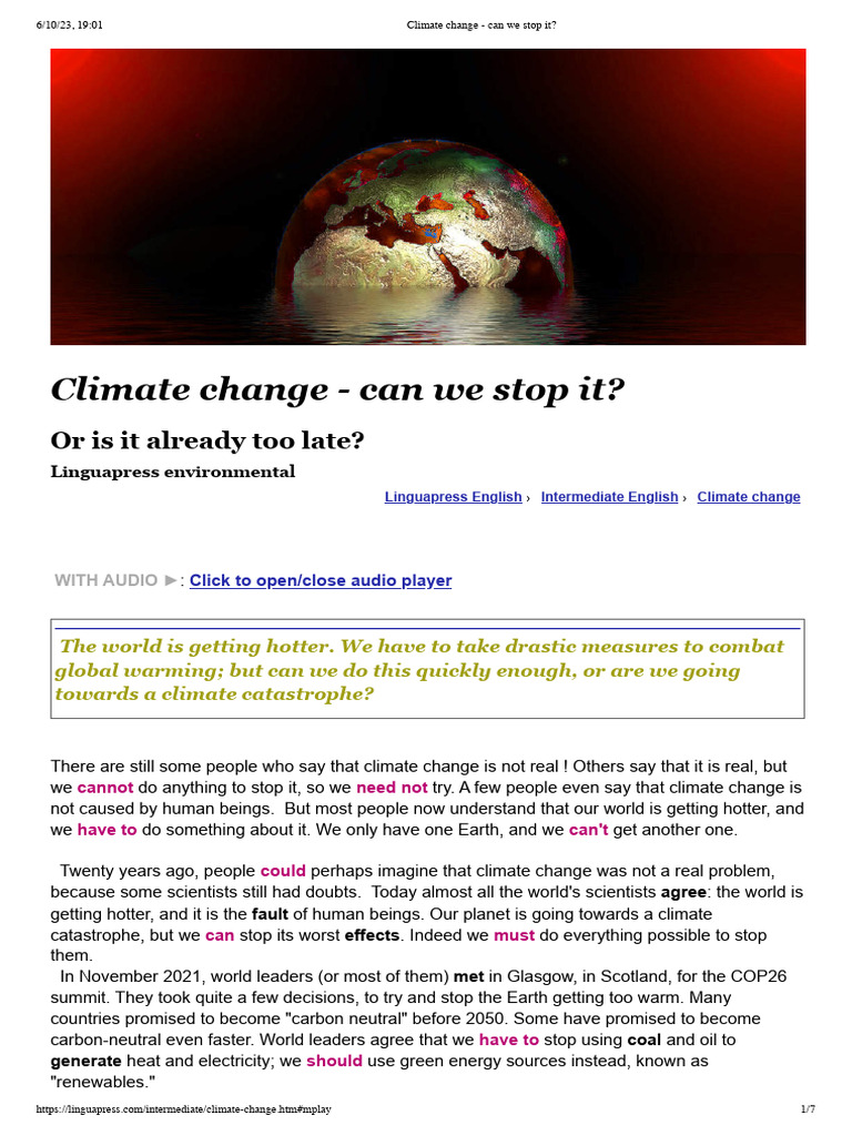 7) Climate Change - Can We Stop It | PDF