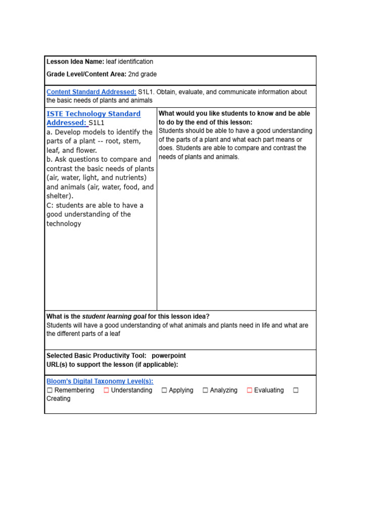 Lesson Idea Name Leaf Identification | PDF