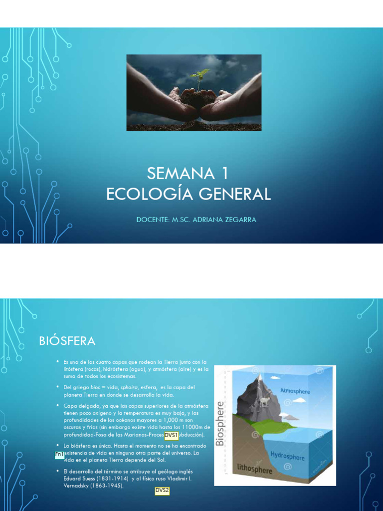 Semana 1 CONCEPTOS DE ECOLOGIA GENERAL | PDF | Ecología | Entorno natural