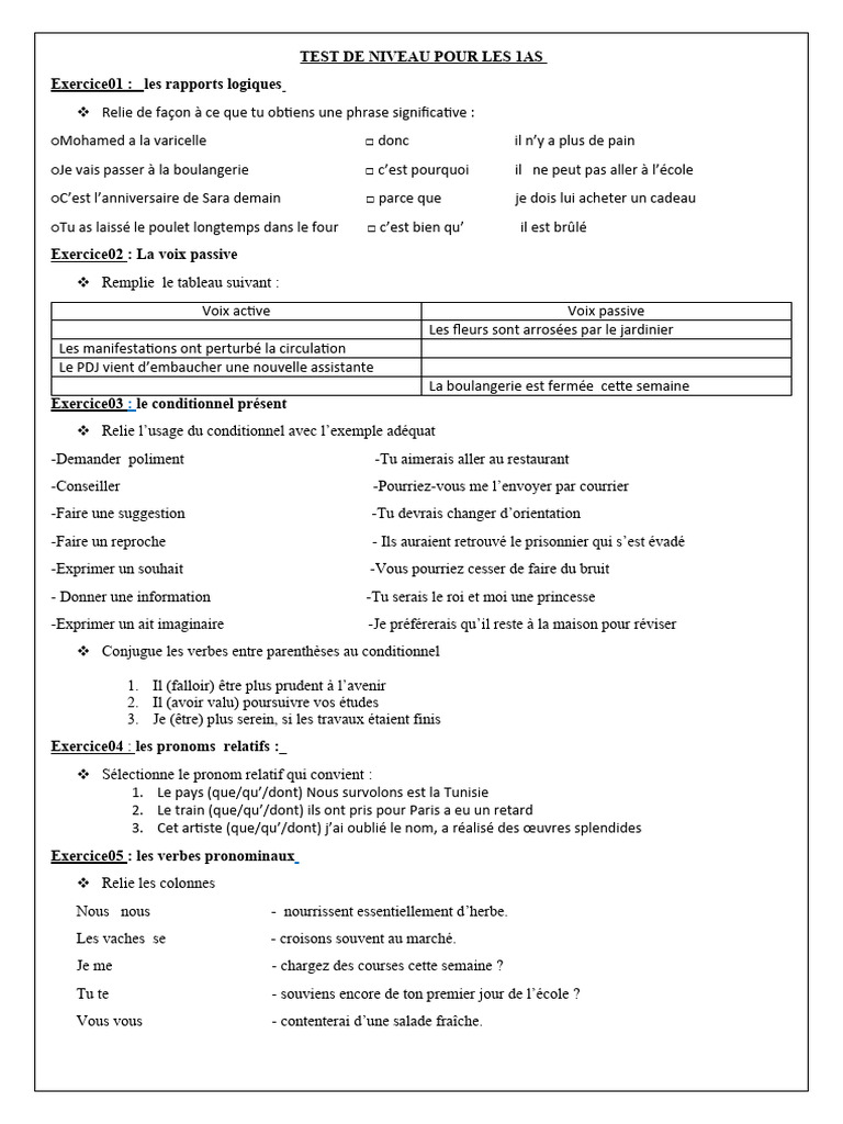 TEST-DE-NIVEAU(1) exercices | PDF