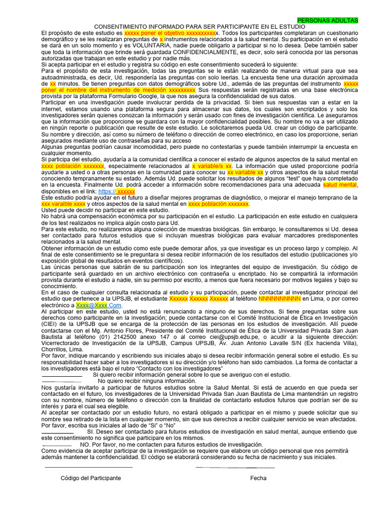 3 Consentimiento y Asentimiento Informado 2022 | PDF